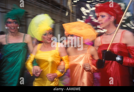 Soho, London: Gay men Drag Queens. A group of gay homosexual men ...