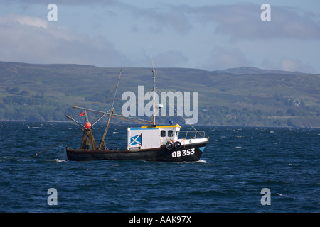 Scottish inshore trawler fishing for prawns off Isle of Mull Scotland ...