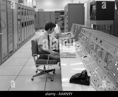 1970s MAN AT CONTROL ROOM CONSOLE OF TV STUDIO Stock Photo - Alamy