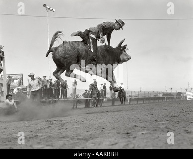 1950s COWBOY FALLING OFF WHITE BUCKING BRONCO HORSE BARSTOW RODEO 1953 ...