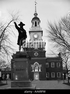 Independence Hall and Commodore Barry Memorial on Independence Square ...