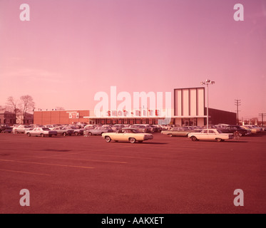 1960s SUBURBAN GROCERY STORE BUILDING AND PARKING LOT SUPER SAVINGS ...