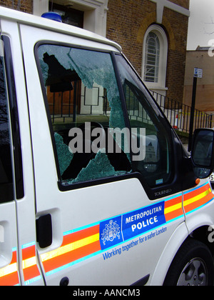 Metropolitan police vehicle damaged and vandalised during ...