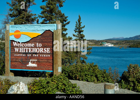 Welcome sign to Dawson City, Yukon Territory, Canada Stock Photo - Alamy