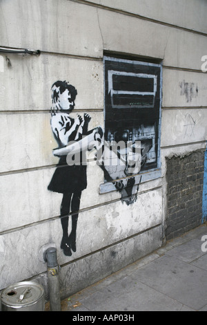 Banksy ATM stencil, Exmouth market, London Stock Photo - Alamy