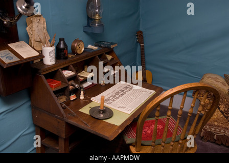 The inside of Robert Service cabin in Dawson City Yukon Canada Stock ...