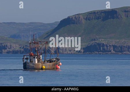 Scottish inshore trawler fishing for prawns off Isle of Mull Scotland ...