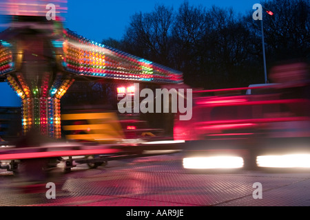 Travelling funfair in Springhead Park Rothwell Leeds Stock Photo - Alamy