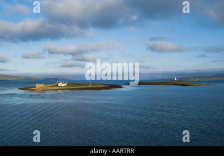 dh Inner Holm STROMNESS ORKNEY Yacht and Cottages on island at entrance ...