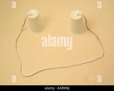 Plastic Cups & String Listening Device Stock Photo - Alamy