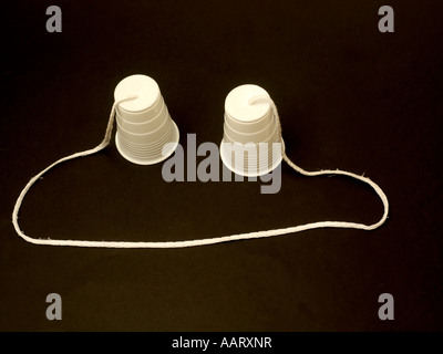 Plastic Cups & String Listening Device Stock Photo - Alamy