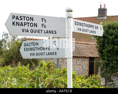 ROAD SIGN SHOWING DIRECTION FOR QUIET LANES AND THE VILLAGES OF PASTON ...