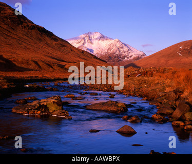 Scottish mountain Ben Lui and River Cononish near Tyndrum in Highland ...