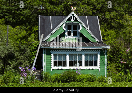 Traditional Russian dachas in the countryside of Sakhalin Island in ...