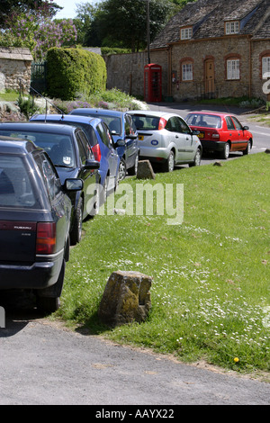Rural car parking problem and congestion around village green Stock ...