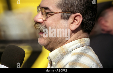Spanish radio commentator with microphone Stock Photo - Alamy