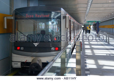 Prague metro (underground) Depo Hostivar station entrance Stock Photo ...