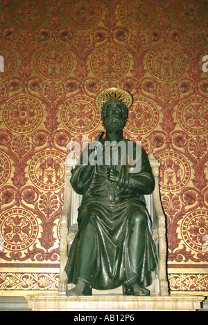 Statue of Saint Peter Bronze statue of Saint Peter with halo on marble ...