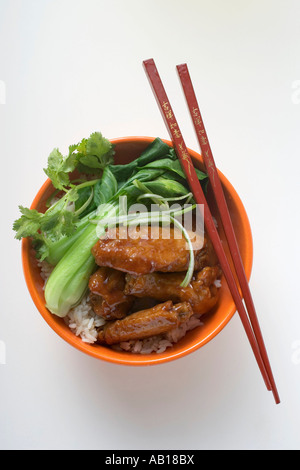 Chicken wings with rice and pak choi Asia FoodCollection Stock Photo ...
