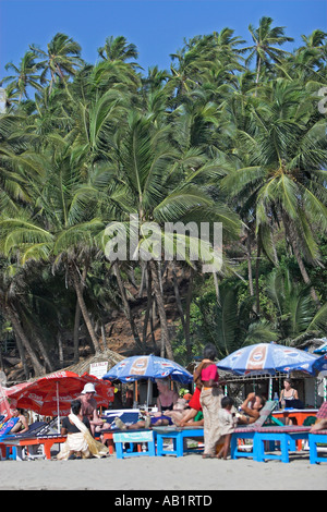 Ozran or Spaghetti Beach lies below hundreds of palm trees Vagator Goa ...
