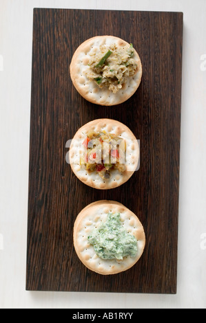 Crackers with three different spreads FoodCollection Stock Photo - Alamy