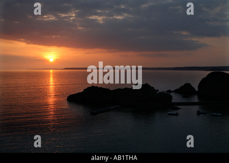 Sunset over Hope Cove, South Devon, England, United Kingdom Stock Photo ...