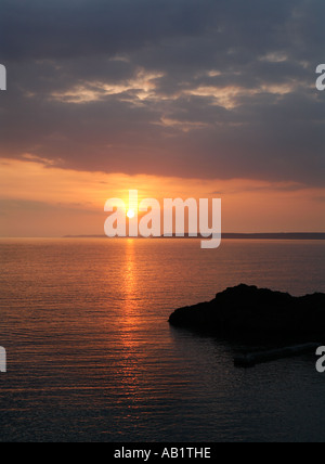 Sunset over Hope Cove, South Devon, England, united Kingdom Stock Photo ...