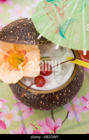 Pina Colada with flower and cherries FoodCollection Stock Photo - Alamy