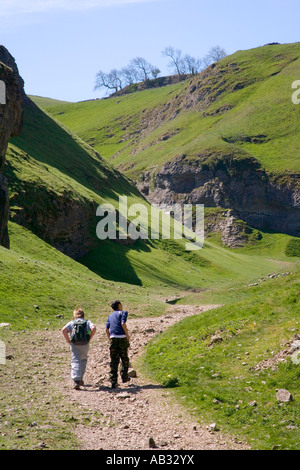 Walking in CaveDale a limestone ravine at Castleton in the Peak ...