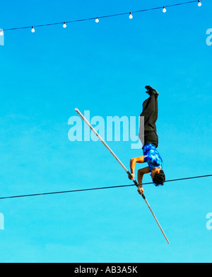 Circus performer on the high wire Long Island New York Stock Photo - Alamy