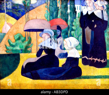Emile Bernard painting Breton women in the shade, 1892, Musée d'Orsay ...