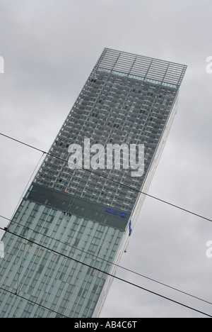 Three workers carrying out an abseil inspection the Beetham Tower, the ...