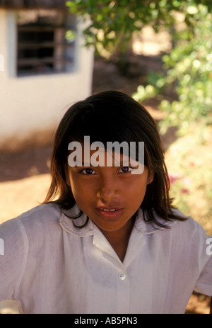 1, one, Maya girl, Mayan girl, young girl, child, eye contact, front ...
