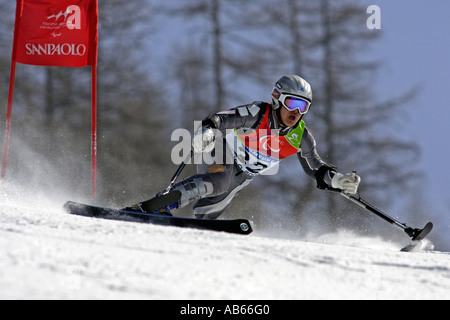 Hiraku Misawa LW2 of Japan on his second run of the Mens Alpine Skiing ...