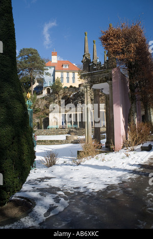 Portmeirion village in the snow,North Wales,United Kingdom Stock Photo ...