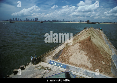Singapore skyline Land Reclamation. These new buildings are built on ...