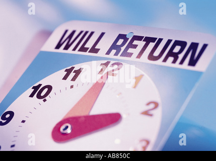 Will return sign Stock Photo - Alamy