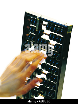 Hand using an abacus Stock Photo - Alamy