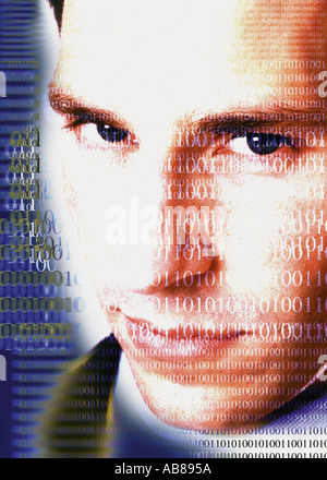 Digitally generated Binary code on digital screen Stock Photo - Alamy