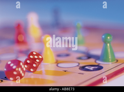 Close up detail of Ludo game with Ludo board dice and pieces Stock ...