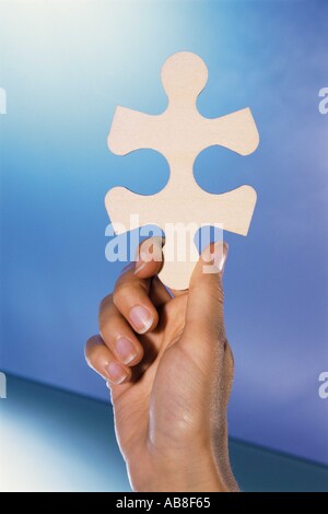 White Puzzle with Single Missing Piece Revealing blue Background Stock ...