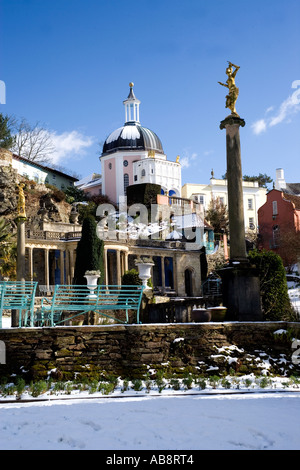 Portmeirion village in the snow,North Wales,United Kingdom Stock Photo ...