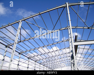 Steel portal frame building during construction Stock Photo - Alamy