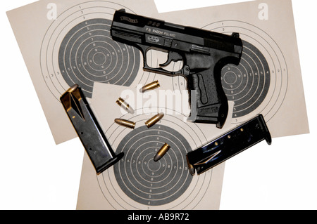 RECOLILCOPERATED PISTOL WALTHER P99 WITH CARTRIDGE BULLETS AND BULLS ...