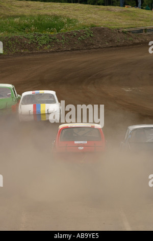 stock car racing, banger racing, old cars in circuit racing on track ...