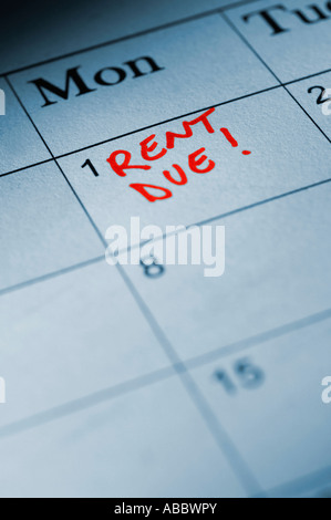 Calendar marked to show rent due Stock Photo - Alamy