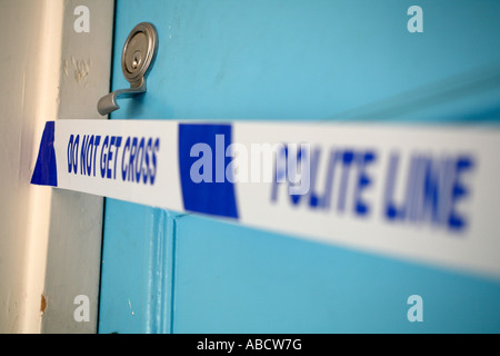 Banksy designed Polite Line Do Not Get Cross crime scene tape across ...
