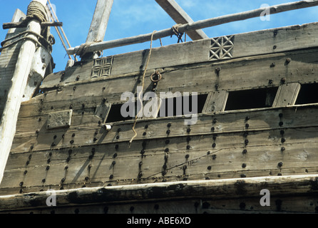 A dhow, a traditional Arabian boat type with lateen sail, on the Tigris ...