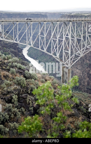 Steel bridge over the Rio Grande River near Taos, New Mexico, USA Stock ...