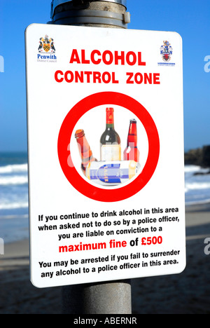 Alcohol Control sign on a beach Stock Photo: 12871856 - Alamy